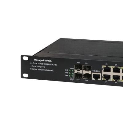 China 28 Port L2 L3 Managed Ethernet Switch 1U Rack Gigabit SFP/Copper Combo 220V Powered CE for sale