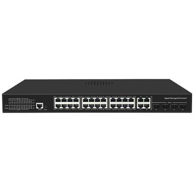 China 24 Port Commercial Managed PoE Switch 300W Budget With 4 Gigabit Uplinks Single AC Powered for sale