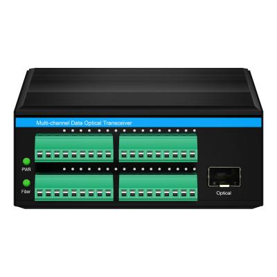 China 16-Channel Dry Contact Fiber Optic Converter Bidirectional DIN RAIL For Industrial Alarm for sale