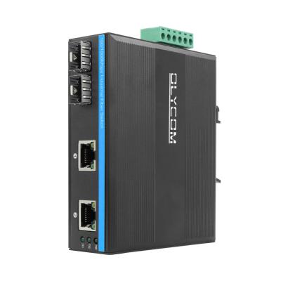 China Olycom Industrieller Netzwerk-Switch 100M/1G SFP Glasfaser Unmanaged Lüfterlos IP40 Schutzart DC12V zu verkaufen