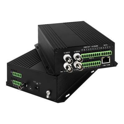 China 4 Port AV Balanced Audio Ethernet Video Media Converter DC5V ST Fiber for sale