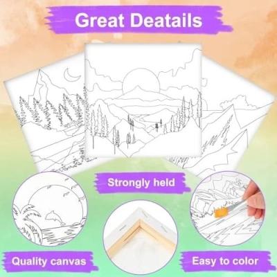 China Matte Finish Landscape Paint By Numbers Canvas With Wooden Frame for sale