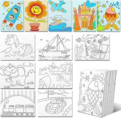 China DIY Coloring Pre Printed Canvas Pre Stenciled Painting Kits For School Classroom Activities for sale