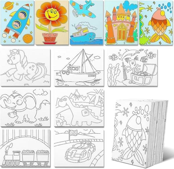 Quality DIY Coloring Pre Printed Canvas Pre Stenciled Painting Kits For School Classroom Activities for sale