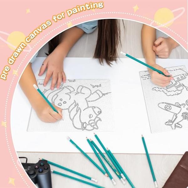 Quality DIY Coloring Pre Printed Canvas Pre Stenciled Painting Kits For School Classroom for sale