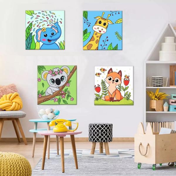 Quality Beginner Friendly Pre Printed Canvas Oil Painting Set Cute Animals For Children for sale