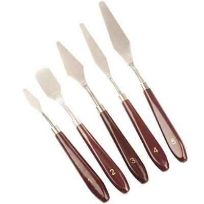 China 5 Piece Stainless Steel Artist Palette Knife Set For Oil Acrylic Paint Cake Decorating for sale