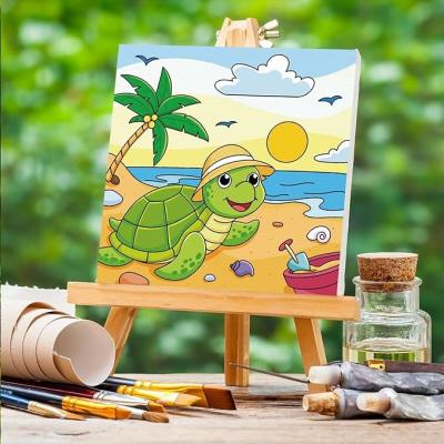 China Sea Animals Pre Drawn Canvas Kit With Wooden Frame Acrylic Paints Palette And Brushes for sale