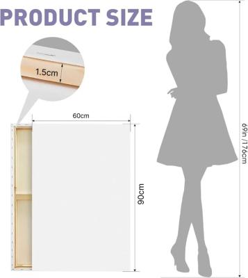 China 60x90cm Large Stretched Canvas Board Acid Free Cotton Primed Stretched Canvases for sale