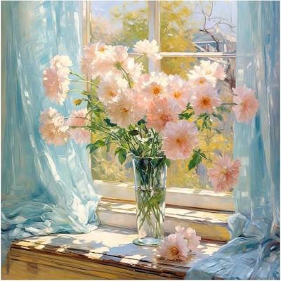 China 40x40cm Pre Printed Pre Drawn Canvas Board Floral Style For Painting for sale