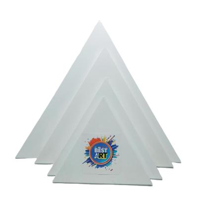 China Customized Size Triangle Shaped Stretched Canvas with Matte Finish and Back Staple Allowed for Painting for sale