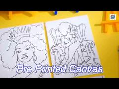 cotton sip and paint kits pre drawn canvas for adults , pre printed stretched canvas