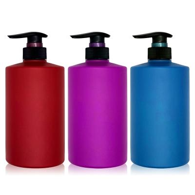 China Custom Refillable 750ml Empty Cylinder Shower Gel HDPE Soft Touch Plastic Bottles Hand Wash Hair Shampoo Lotion Pump Bottles for sale