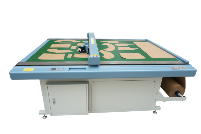 Close-up of cutting mechanism and inkjet system