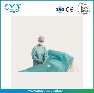 China Paño quirúrgico estéril para angiografía no tejido azul de 4 orificios en venta