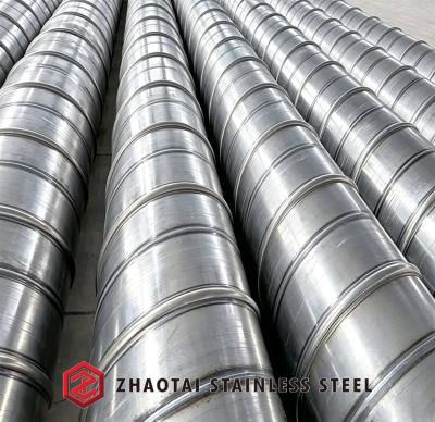 China Custom Stainless Steel Spiral Ducting With External Stiffening Ribs Heavy Duty Ventilation Pipe Corrosion Resistant Spiral Lockseam Pipe With Reinforced Corrugation for sale