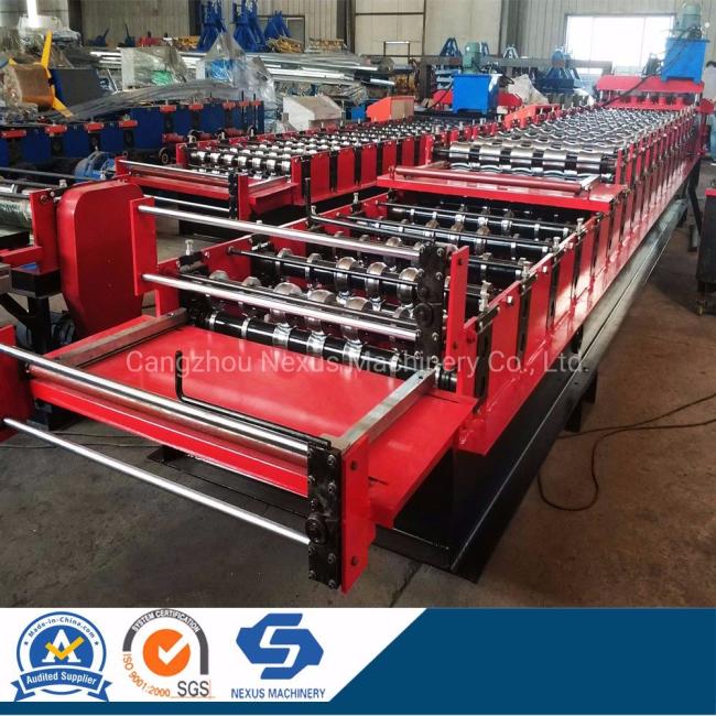 5.5kw Double Layer Roof Tile Sheet Roll Forming Machine to USA