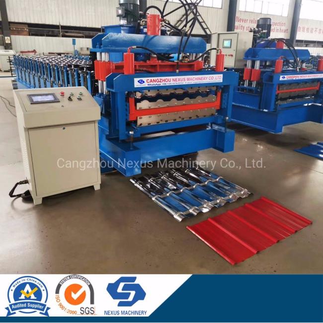 5.5kw Double Layer Roof Tile Sheet Roll Forming Machine to USA