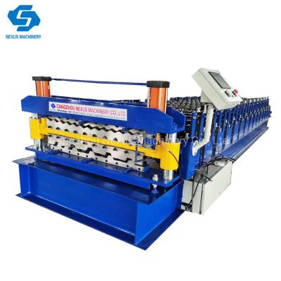China Double Layers Trapezoidal Sheet Rib Type Roofing Roll Forming Machine for sale