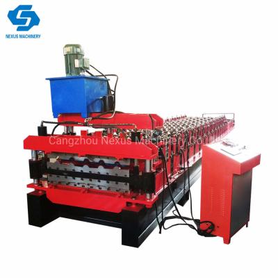 China 5.5kw Double Layer Roof Tile Sheet Roll Forming Machine to USA for sale