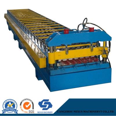 China Mitsubishi PLC Metal Roof Roll Forming Machine Automatic Cutting for Roofing for sale