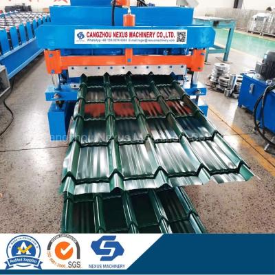 China Colorful Steel Q Tile Sheet Roll Forming Machine Metal Step Glazed Roof Tiles Making Machinery for sale