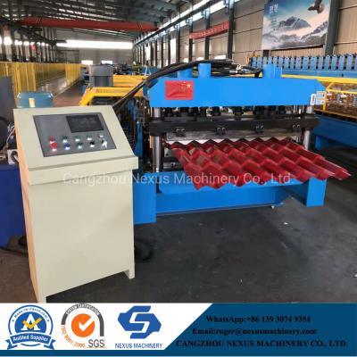 China Box Profile Machine /Steel Rib Roof Step Tile Sheet Roll Forming Machine /Roof Tile Machine for sale