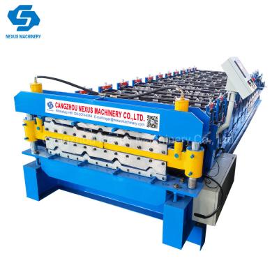 China Two Profiles Double Layer Ibr Trapezoidal Iron Roof Sheets Roll Forming Machine for sale