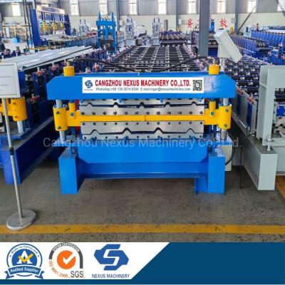 China Two Profiles Double Layer Ibr Trapezoidal Iron Roof Sheets Roll Forming Machine for sale