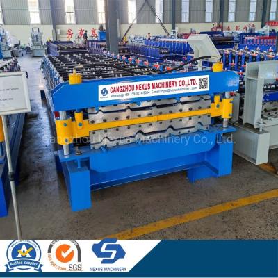 China Two Profiles Double Layer Ibr Trapezoidal Iron Roof Sheets Roll Forming Machine for sale