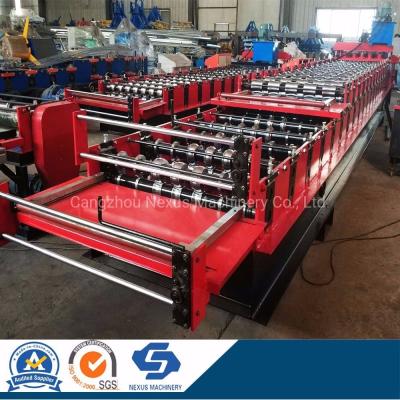 China 5.5kw Double Layer Roof Tile Sheet Roll Forming Machine to USA for sale