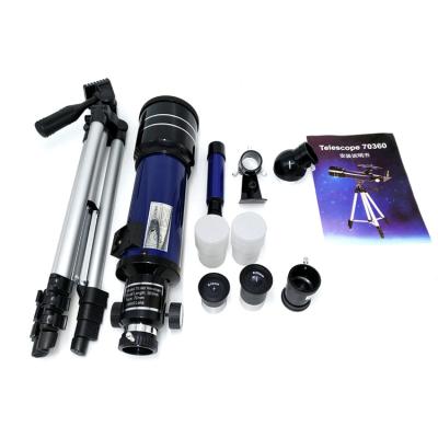 Cina Lunghezza focale astronomica del telescopio 360mm di rifrattore della lente blu di 70mm in vendita