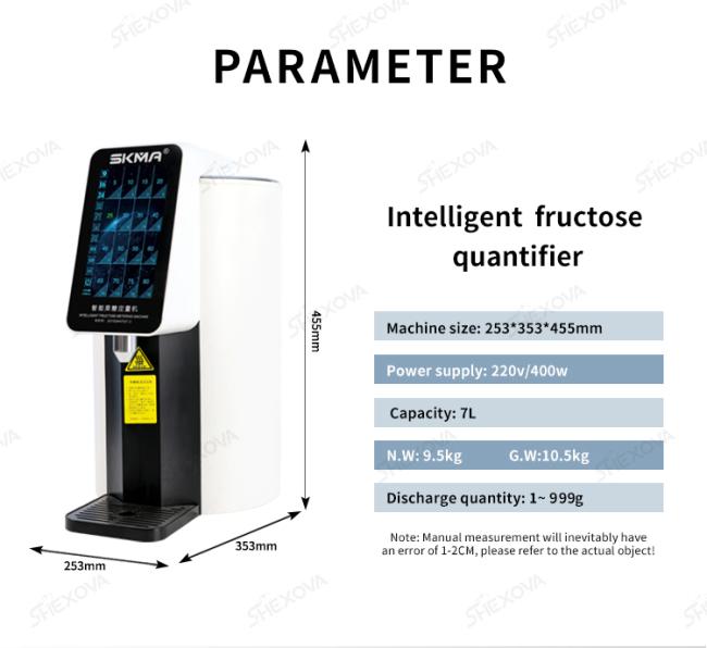Fructose machine dispensing into cup
