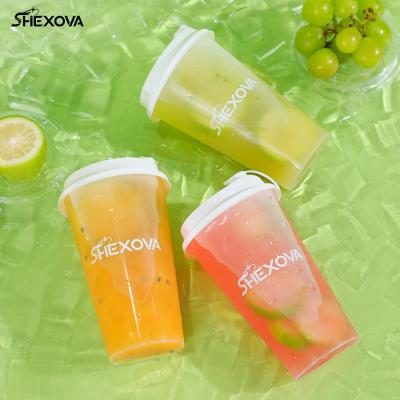 China Transparent Bubble Tea Drinks PP Plastic Cups With Flat Lids Disposable for sale