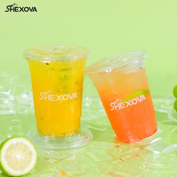 Quality 90mm/95mm Plastic Pet Cup With Lid For Beverage Shops Custom Printed Logo for sale