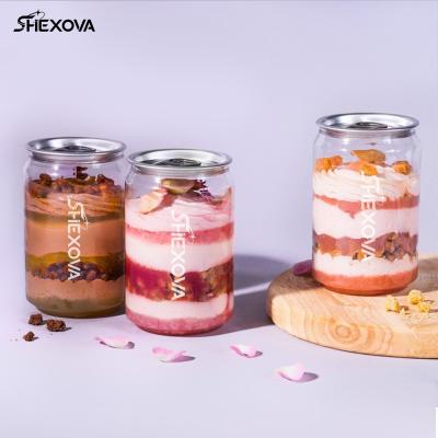 China Customizable Logo Transparent PET Plastic Can With 55mm Caliber For Beverages And Cakes for sale