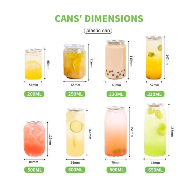 Quality Custom Transparent Pet Cans For Beverages Soda Easy Open Plastic Can for sale