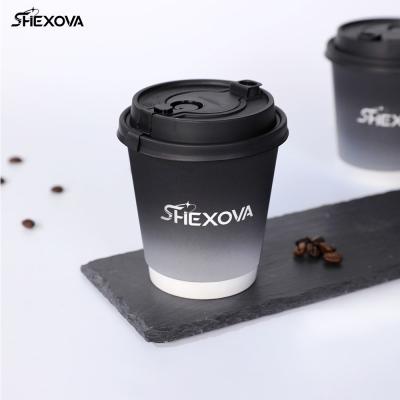 China Customized Printed Disposable 12oz Coffee Paper Cup For Hot Drink With Lid for sale