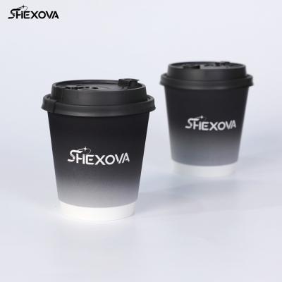 China Hot Drinking Double Wall Coffee Paper Cups With Lid  8oz 12oz 16oz for sale