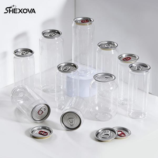 Quality Eco Friendly Custom Logo Plastic Can Jars With  B64 Aluminum Lid for sale