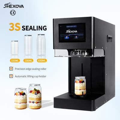 China Non Rotating 110V 220V Electric Desktop Automatic Can Sealer Machine For Bubble Tea Shop for sale