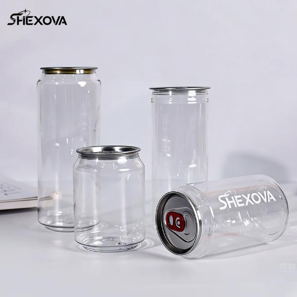 Quality Recyclable Disposable Plastic Pet Can Custom Logo Dessert Beverage PET Cans for sale