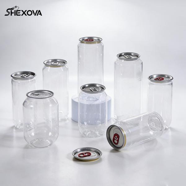Quality Customizable Logo Transparent Plastic Can For Juice Soda Bottle Pull Ring Lid for sale