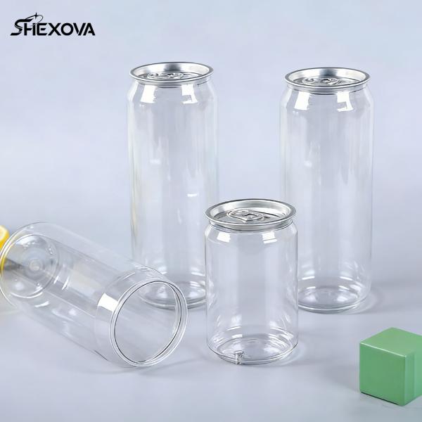 Quality Disposable Round Clear Plastic Pet Cans For Dessert Beverage Shop for sale