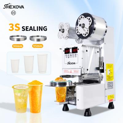 China Intelligent Stainless Steel Beverage Cup Sealing Machine For Plastic Paper Film for sale