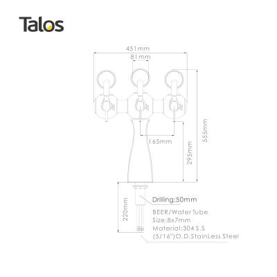 China Hahn-Bier-Turm-Goldfarbe TALOS Pariser PVD drei mit Messingkörper zu verkaufen