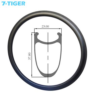 China carbon fiber road bike rims 700 c Chinese bicycle wheels 23 mm wide 38 mm light weight Clincher version ud matte finish for sale