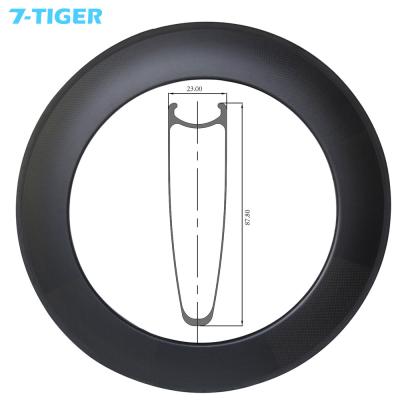 China 700C clincher rim 88mm depth 23mm width road disc track bike carbon rims 24 holes no braking surface carbone bicycle for sale