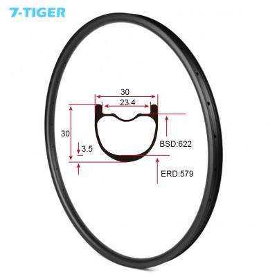 China 7-tiger NEW 30 x 30 mm Width Carbon Fiber 29er Mountain Bike Clincher Rim Tubeless Compatible ud matte for sale