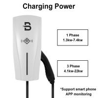 China 7.4KW AC EV Charger APP Control Wallbox With Type 2 Charging Cable for sale